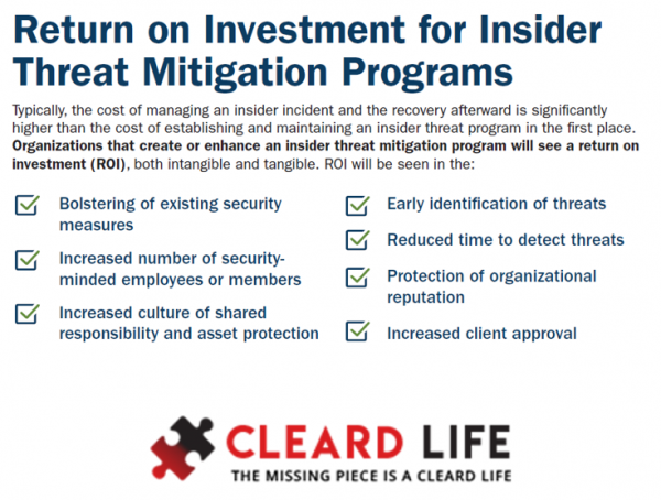 Show me Evidence of your Insider Threat Program (ITP). • Cleard Life ...